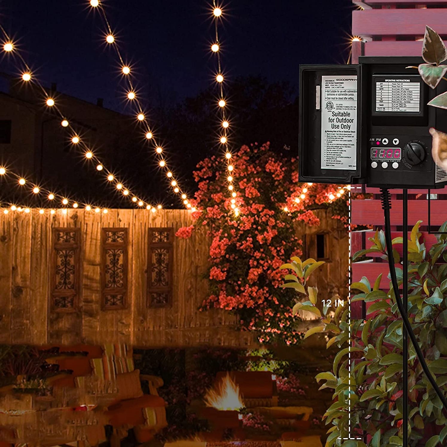 GOODSMANN LED Outdoor Low Voltage String Lights 12V AC 10PCS 2W Bulbs ...